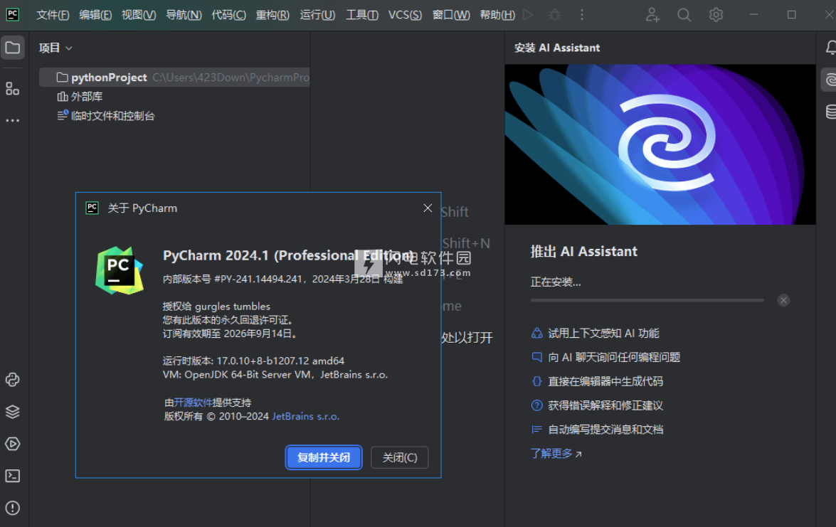 PyCharm Professional2024中文破解版|JetBrains PyCharm Pro 2024.1汉化版 含激活教程-闪电软件园